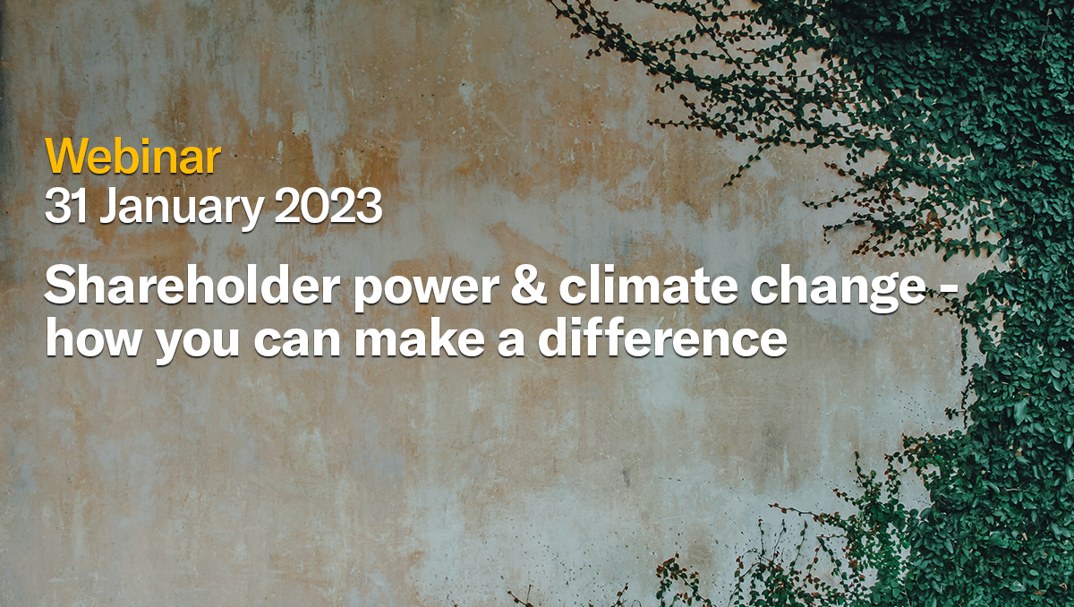 Webinar: Shareholder Power & Climate Change